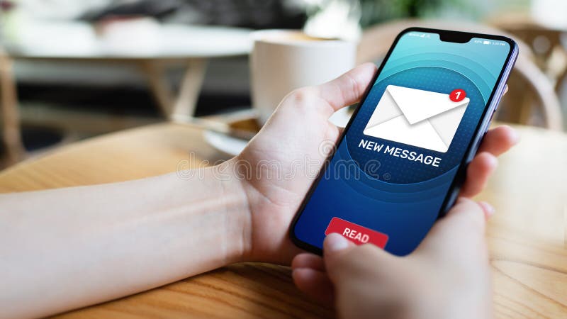 New Message Icons on Mobile Phone Screen. Business Communication ...