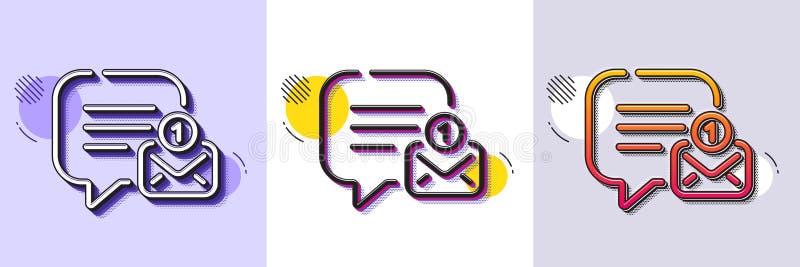 New Message Line Icon. Chat Bubble Sign. Halftone Dotted Pattern ...