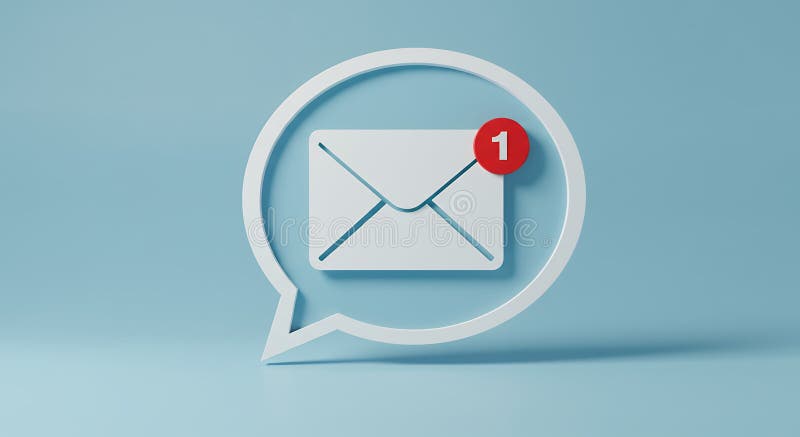New Message Notification 3D Illustration of an Unread Email in a Speech ...