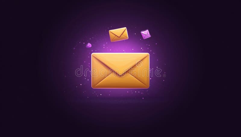 New Message Notification on Purple Mail Envelope Stock Photo - Image of ...