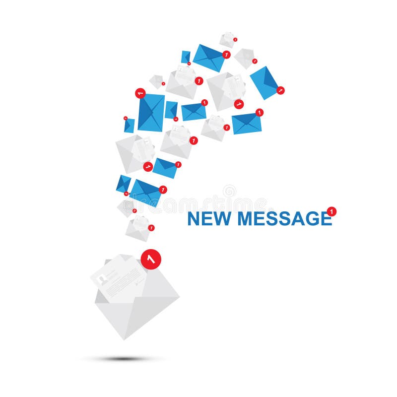 New Message Social Concept with Notifications about a New Message. Flat ...