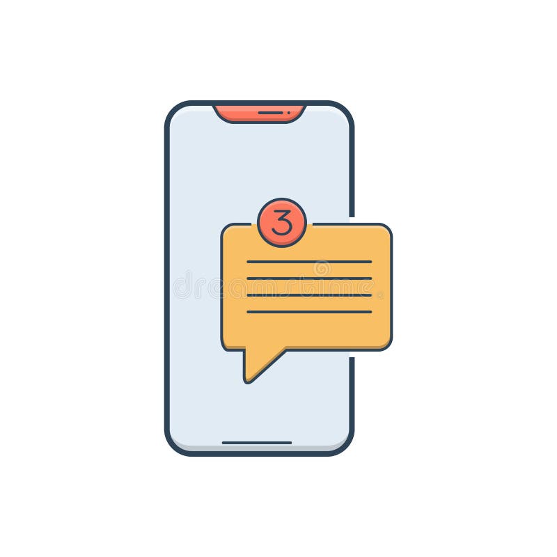 Color Illustration Icon for New Messages App, Communication and Message ...