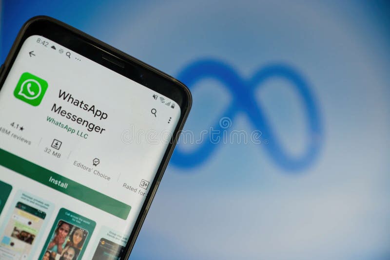 New Meta Facebook Logo. Meta`s Whatsapp Mobile Application is Installed ...