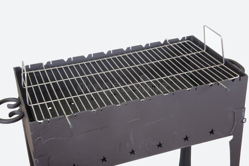 New Metal Brazier with Grill for Barbecue Closeup Stock Photo - Image ...