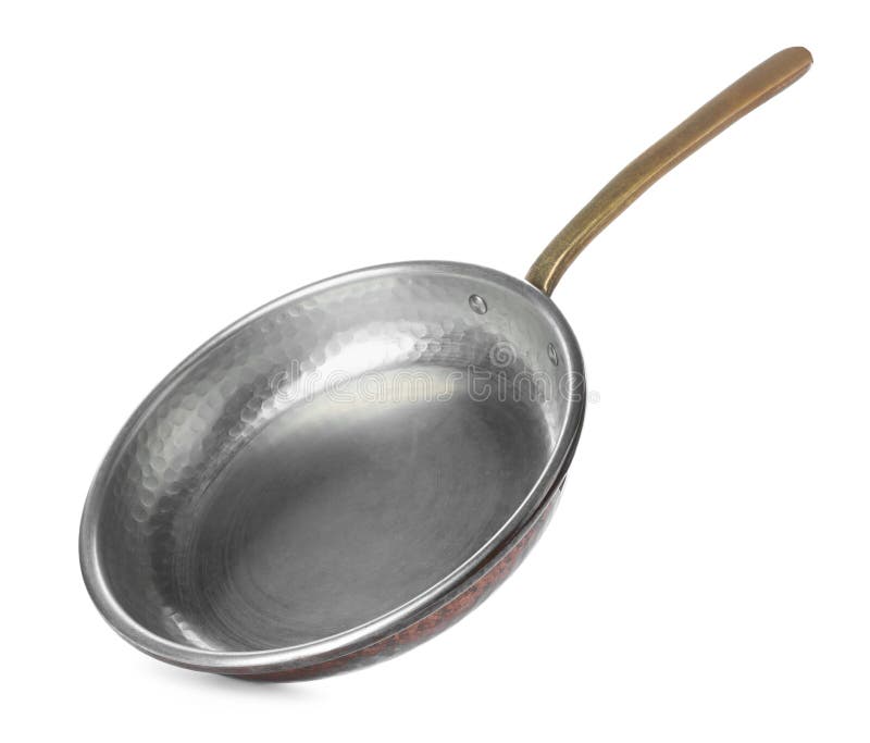 New Metal Frying Pan Isolated on White Stock Photo - Image of ...