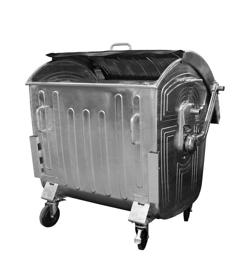 New Metal Garbage Container Isolated on White Stock Image - Image of ...