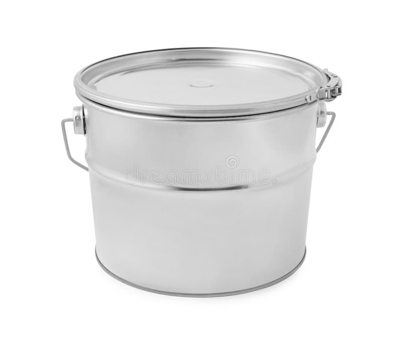 New Metal Paint Bucket Isolated on White Stock Photo - Image of ...