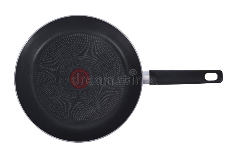 New Metal Pan in Black Isolated on a White Background. Top View Stock ...