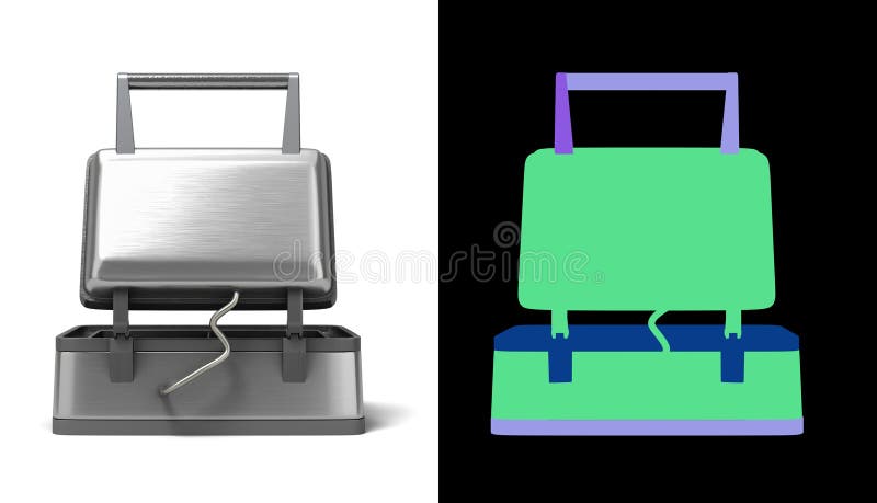 New Metal Waffle Maker Back Side View 3d Render on White with Color ...