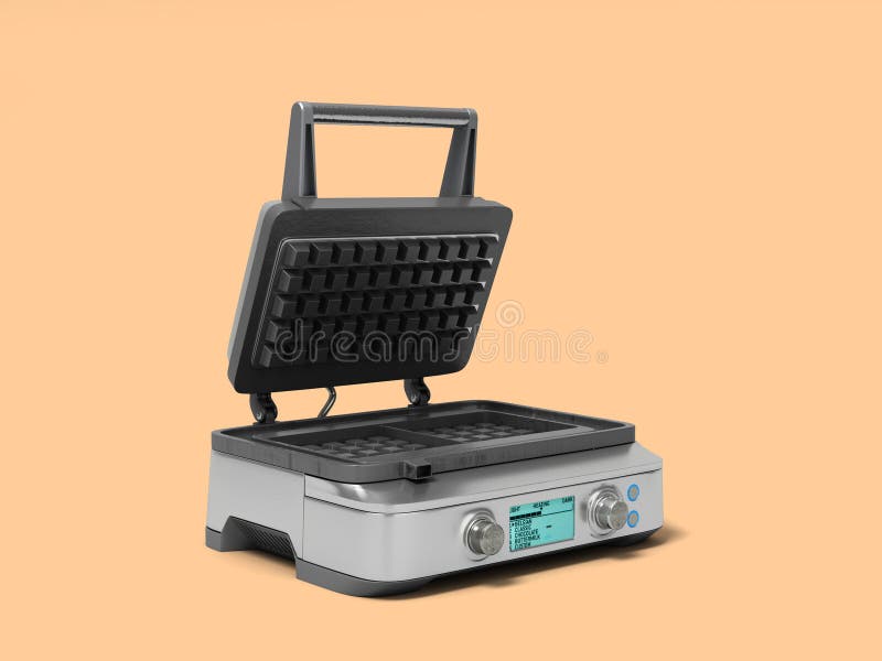 New Metal Waffle Maker Perspective View 3d Render on Color Background ...