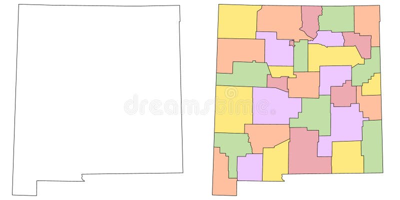 New Mexico Administrative Map, New Mexico Outline and Counties State ...