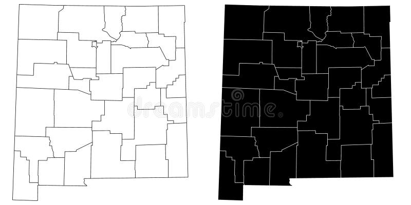 New Mexico Administrative Map, New Mexico Outline and Counties State ...