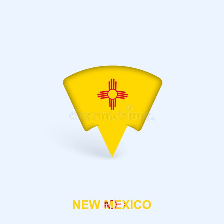 New Mexico Flag Map Pointer Design with Shadow Stock Vector - Illustration of flag, location ...