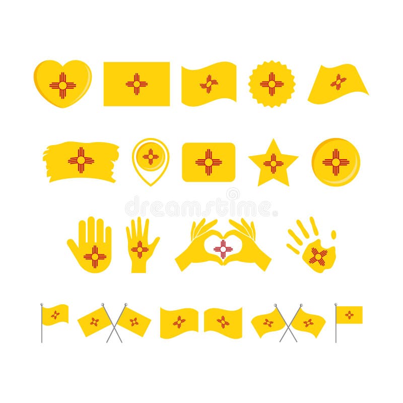 New Mexico State Flag Icon Set Vector Isolated on a White Background ...