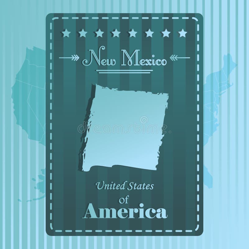 New Mexico State Map Label. Vector Illustration Decorative Design Stock ...