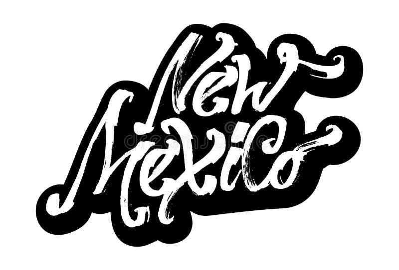 New Mexico. Sticker. Modern Calligraphy Hand Lettering for Serigraphy ...