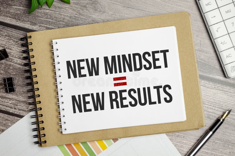 New Mindset - New Results on Brown Notebook and Charts Stock Photo ...