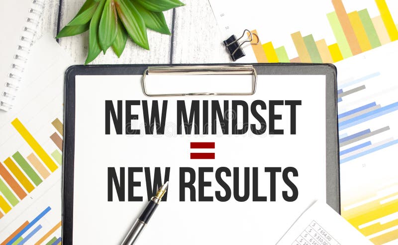 New Mindset - New Results on Paper Tablet and Charts Stock Photo ...