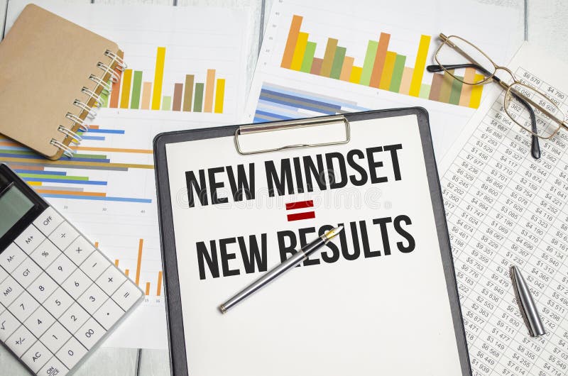 New Mindset - New Results on Paper Tablet and Charts Stock Image ...