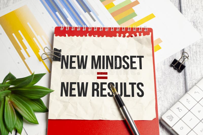 New Mindset - New Results on Red Notebook and Wooden Background with ...