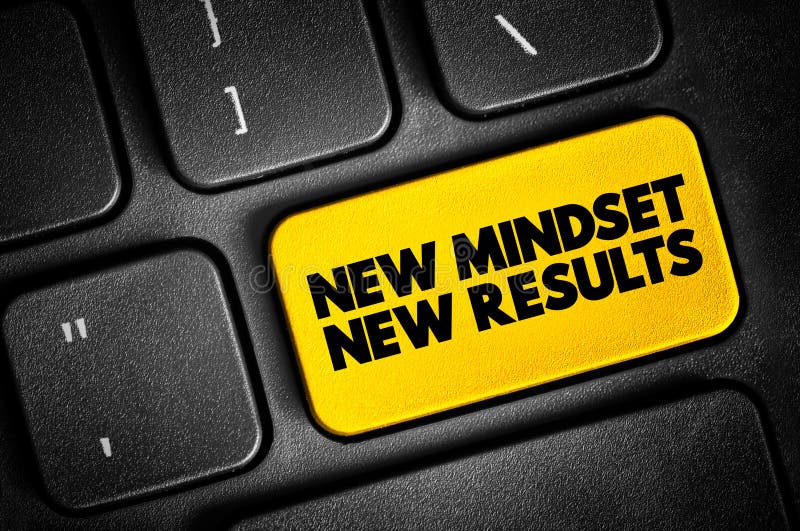 New Mindset New Results Text Button on Keyboard, Concept Background ...