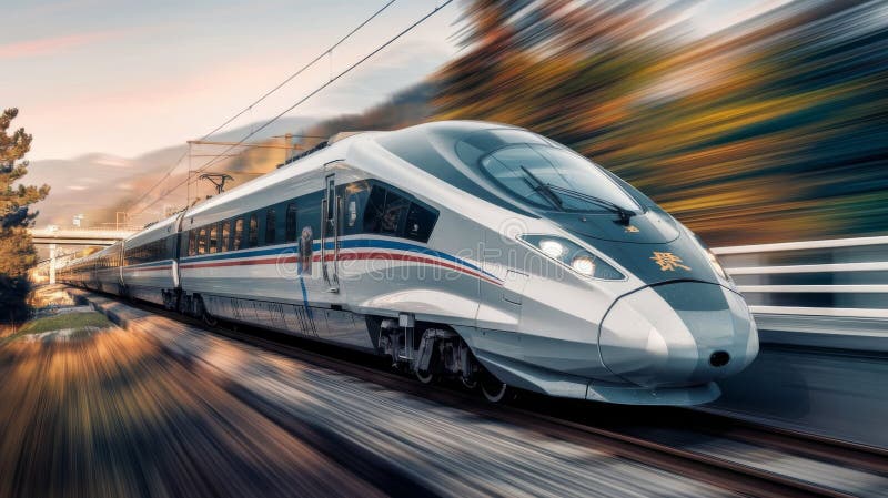 New Model Chinese High-speed Train in Motion, Sleek Design with Dynamic ...
