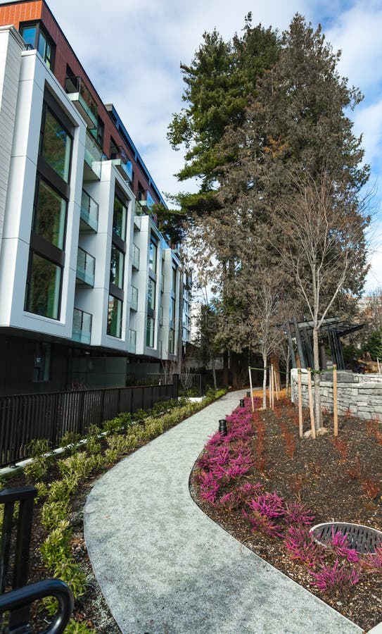 New Modern Apartment Complex. European Apartment Building Complex with ...