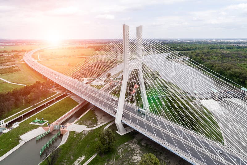 New modern bridge stock image. Image of panorama, sunrise - 118053343