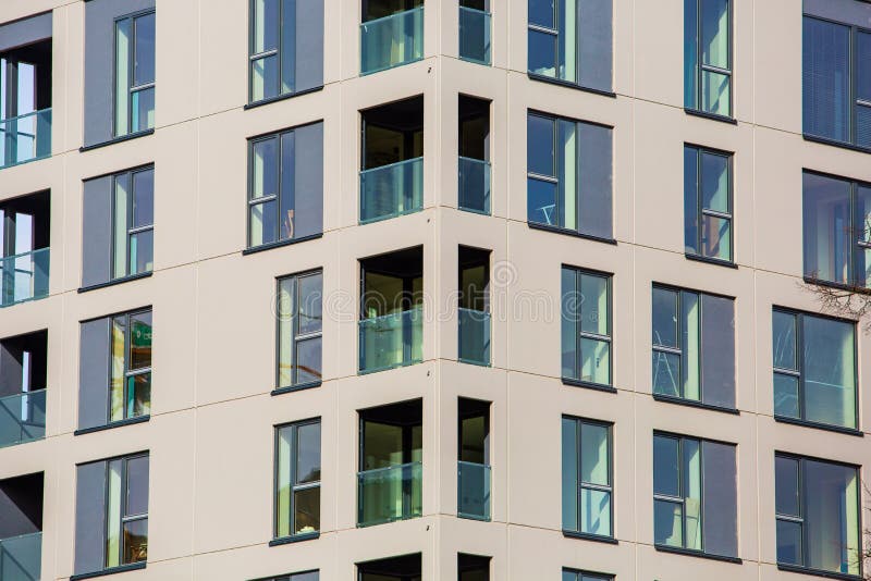 New Modern Building Concept. Contemporary Block of Flats in Hi-tech ...