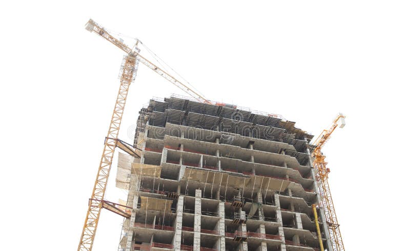 New Modern Building and Construction Cranes on Site. Isolated Stock ... New Modern Building and Construction Cranes on Site. Isolated Stock ...