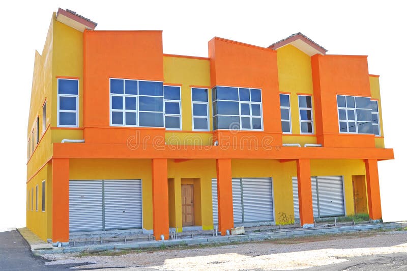 New Modern Built 2 Storey Shophouse Isolated on White Stock Photo ...