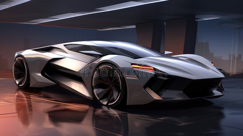 New Modern Car of the Future Stock Illustration - Illustration of ...
