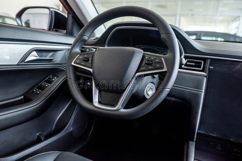 New Modern Car Interior Inside in Modern Showroom Stock Photo - Image ...