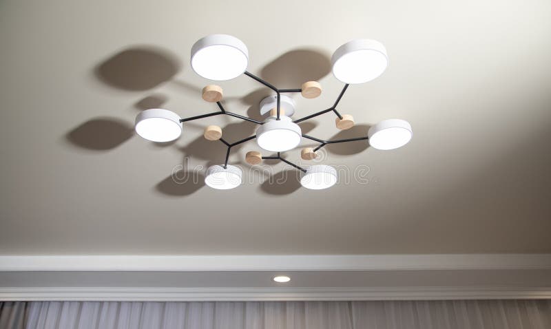 New Modern Ceiling Light in the Home Stock Image - Image of house, room ...
