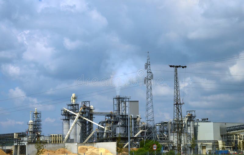 Modern factory and chimney stock image. Image of metal - 257899787