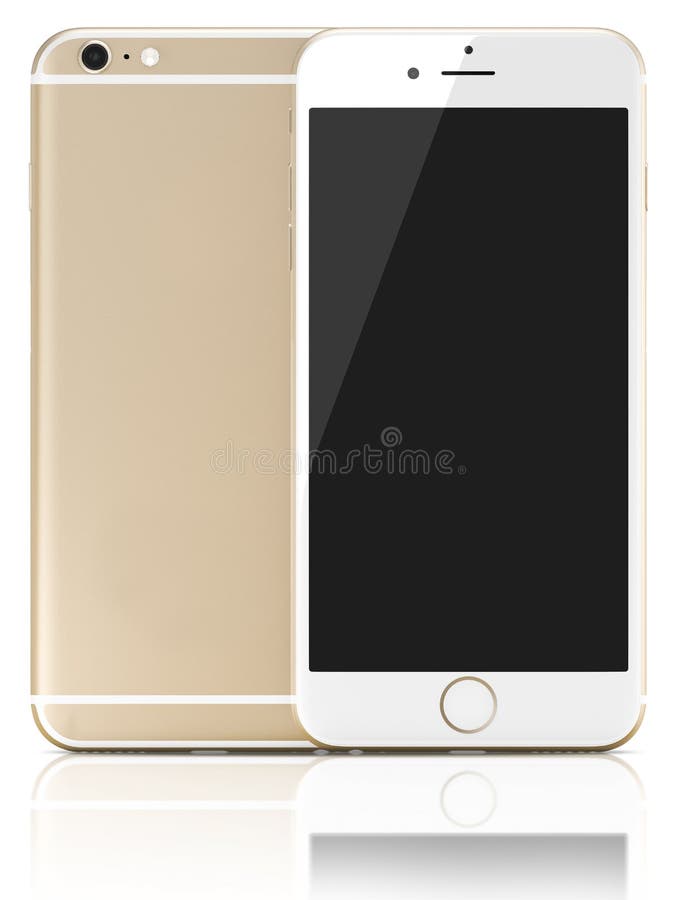 Gold Smartphone Mockup, Realistic Mobile Phone Set with Modern Thin ...