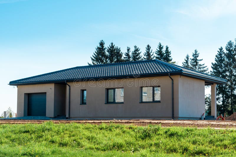 New Modern House Just Built Not yet Installed,external View.Summer Day ...