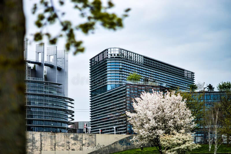 New Modern Large Glass and Concrete Buildings in Strasbourg Editorial ...