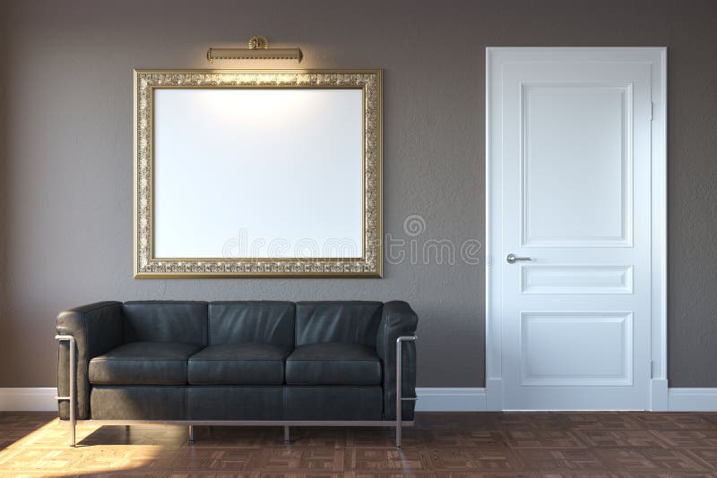 New Modern Living Room with Sofa and Frame Stock Image - Image of decor ...