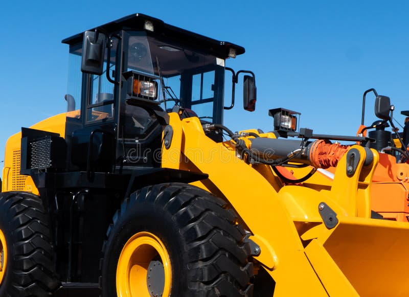 New Modern Loader or Bulldozer Excavator Exterior Details Background ...