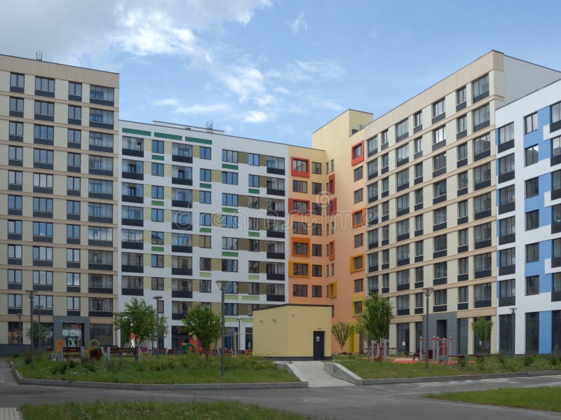 New Modern Low Rise Apartment Complex. Stock Photo - Image of fields ...