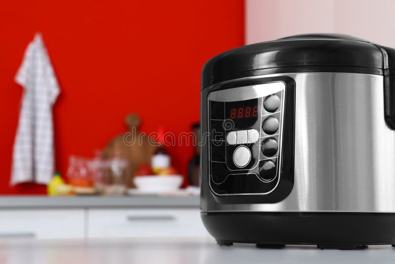 New Modern Multi Cooker on Table in Kitchen Stock Photo - Image of home ...