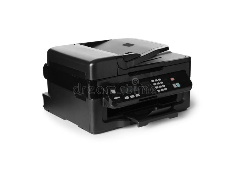 New Modern Multifunction Printer Isolated on White Stock Photo - Image ...