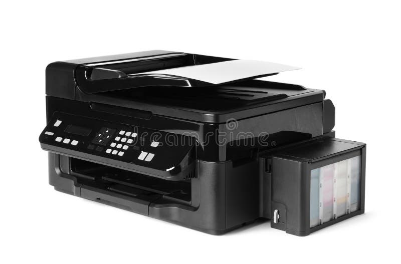 New Modern Multifunction Printer Isolated on White Stock Image - Image ...
