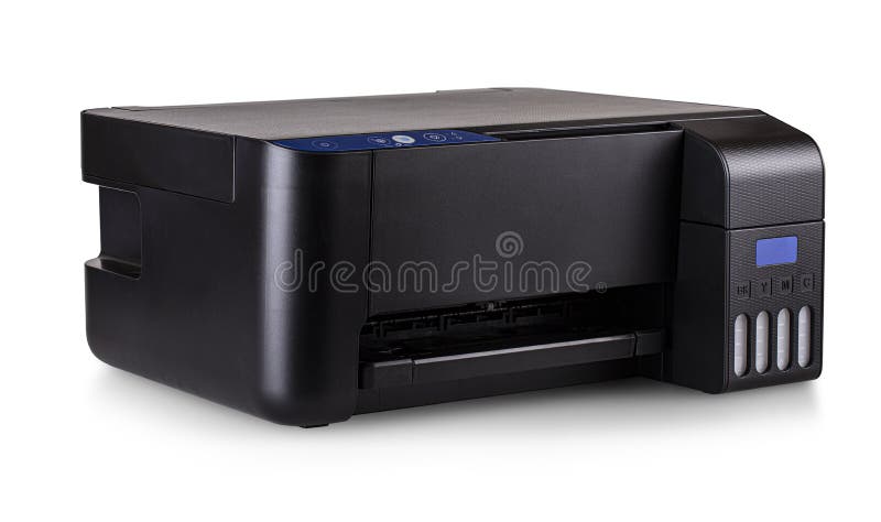 Modern Multifunction Printer on Table and Flying Sheets of Paper ...