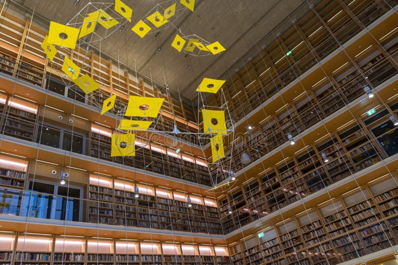 New Modern Public Library with Many Floors Stock Photo - Image of ...