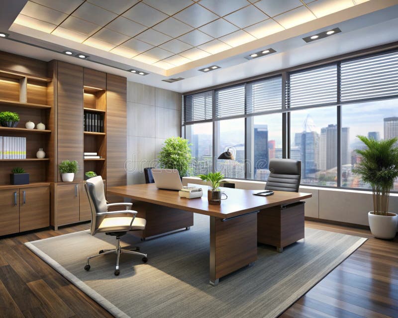New Modern Office Room Interior Design Stock Illustration ...