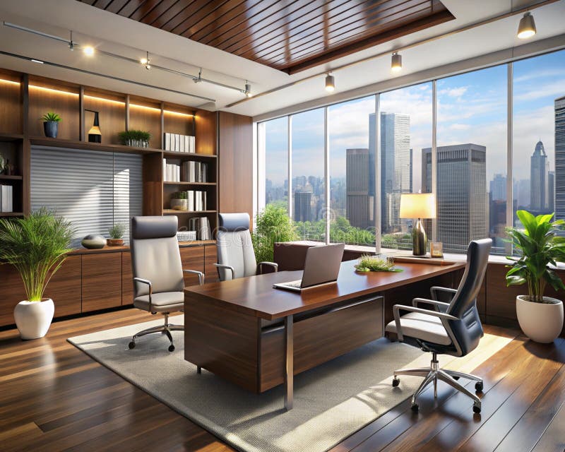 New Modern Office Room Interior Design Stock Illustration ...