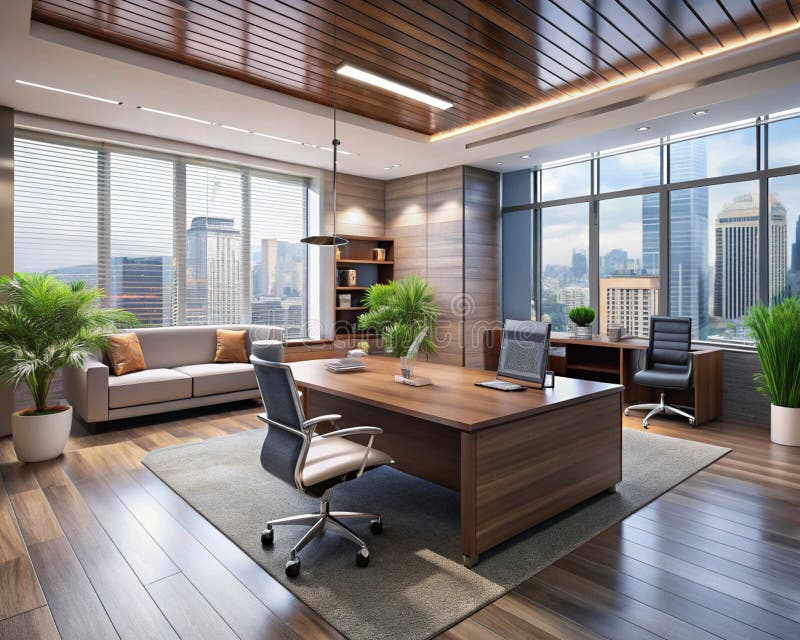 New Modern Office Room Interior Design Stock Illustration ...