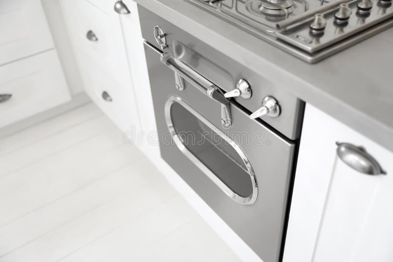 New Oven in Kitchen, Above View Stock Photo - Image of home, equipment ...